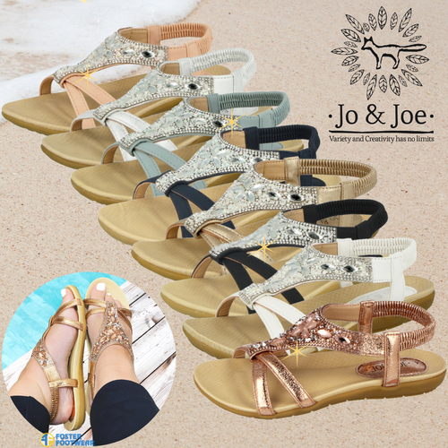 Ladies Jo and Joe Elastic Slingback Sandals Flat Open Toe Flip Flops ...