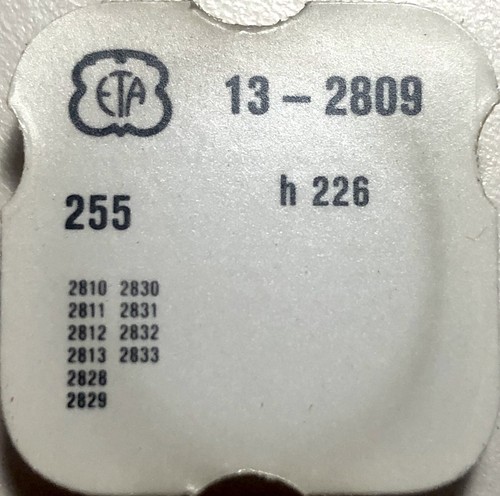 ETA Cal. 2809 Ref. 255 Vintage Watch Part H. 226 - 2810 2811 2812 2813 ...