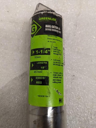 GREENLEE 30937 NAIL EATER II WOOD BORING BIT 1-1/4" X 18" NEW D0 | eBay