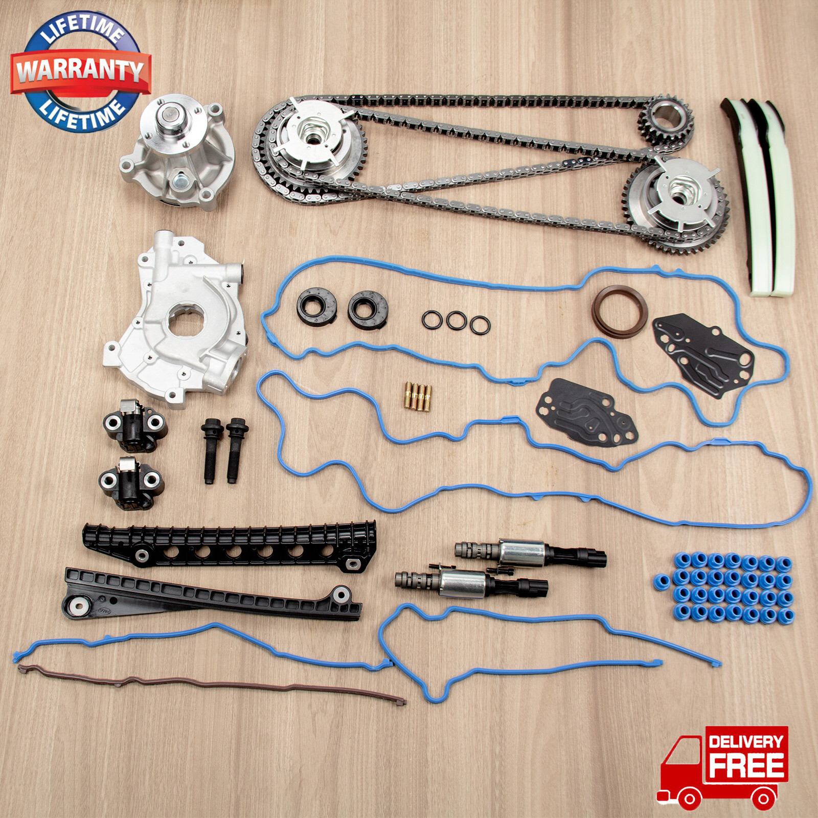 For 04-08 Ford 5.4L Timing Chain Kit Water Oil Pump Cam Phaser Gaskets ...