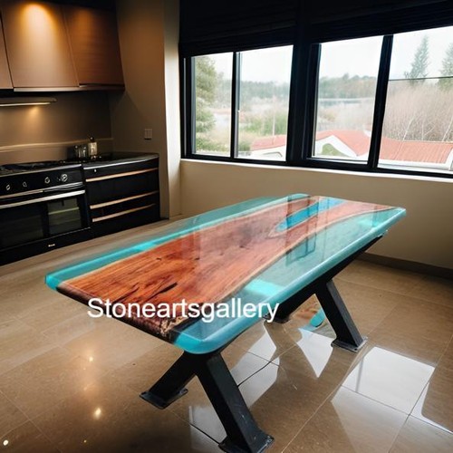 Custom Made Clear Epoxy Top Dining Table Handmade Wooden Furniture Live Home Dec | eBay