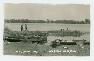 Postcard Nebraska RPPC Merriman Lake Shore Boats Real Photo Photograph ...