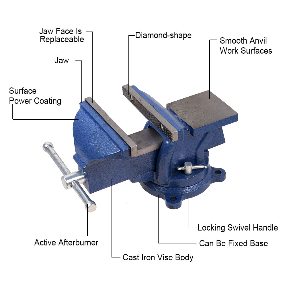 6" Heavy Duty Engineer Vice Vise Swivel Base Workshop Clamp Jaw Work ...