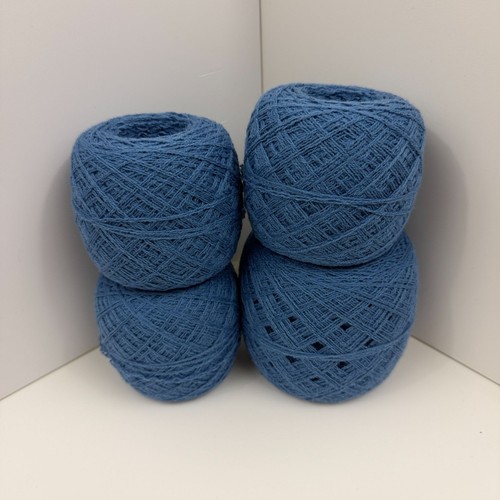Reclaimed Yarn Lot 4 Cakes Steel Blue Cotton/Acrylic Blend 270g (618 ...