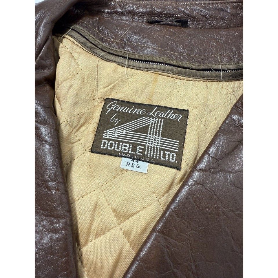 Vintage Mens Genuine Leather Double Ltd Jacket Brown Button Front Size ...