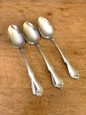 3 Teaspoon Tea Spoon Arbor Rose True Rose 1881 Rogers Oneida Stainless ...