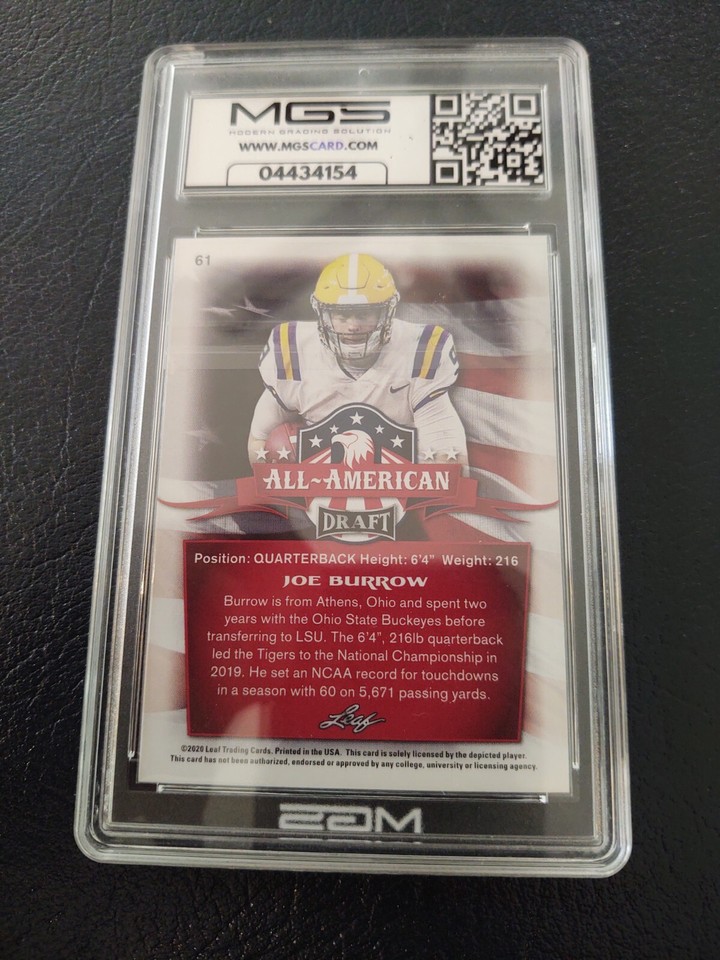 Joe burrow Leaf Draft - All-American #61 Joe Burrow rookie MGS gem mint ...