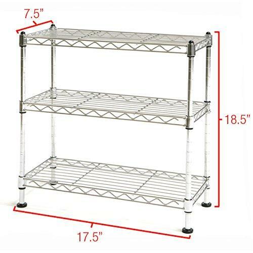 3 Shelf Steel Wire Shelving Adjustable Storage Rack Heavy Duty ...