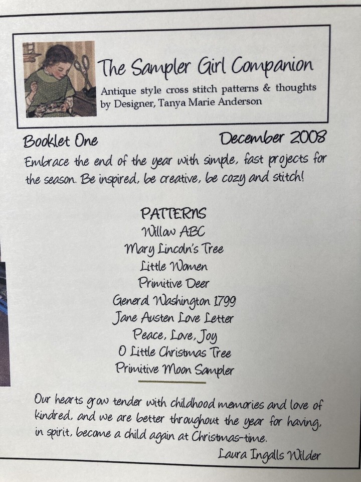 The Sampler Girl Companion Booklet One December 2008 Christmas Patterns ...