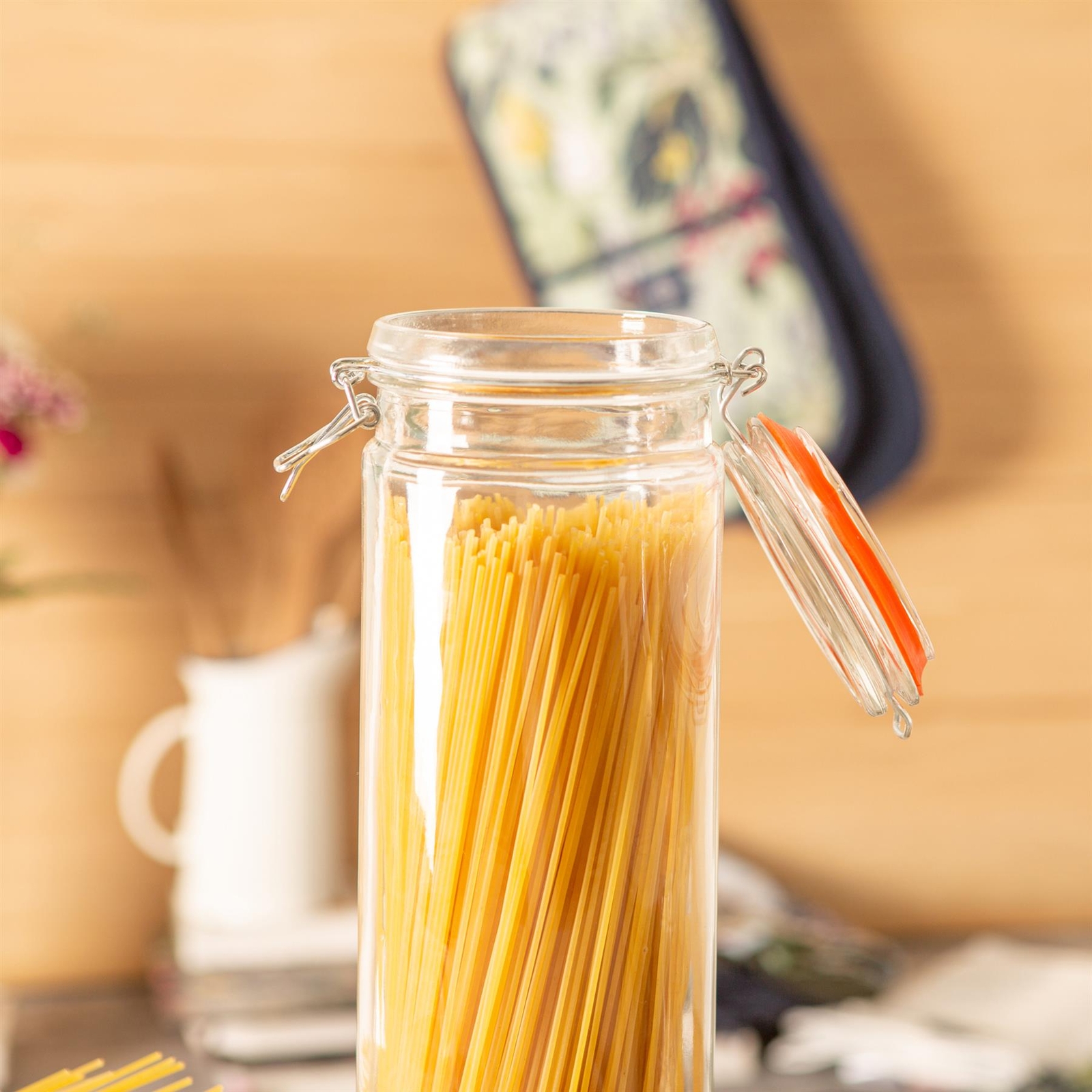 Glass Spaghetti Pasta Food Preserving Storage Jar - 2050ml Clip Top ...