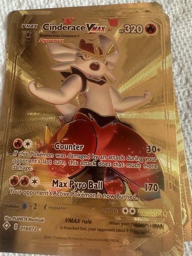 Cinderace Vmax Gold 💥Foil Fan Art /Display Card | eBay