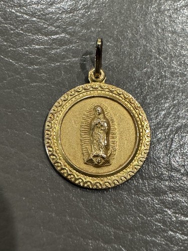 10k Yellow Gold Ave Maria Mother Virgin Mary Religious Charm Pendant | eBay