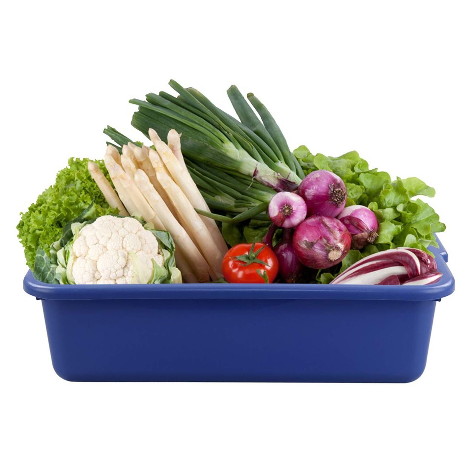 Plastic Rectangle Utility Bus Box Commercial Totes Tubs Blue 4 Packs | eBay