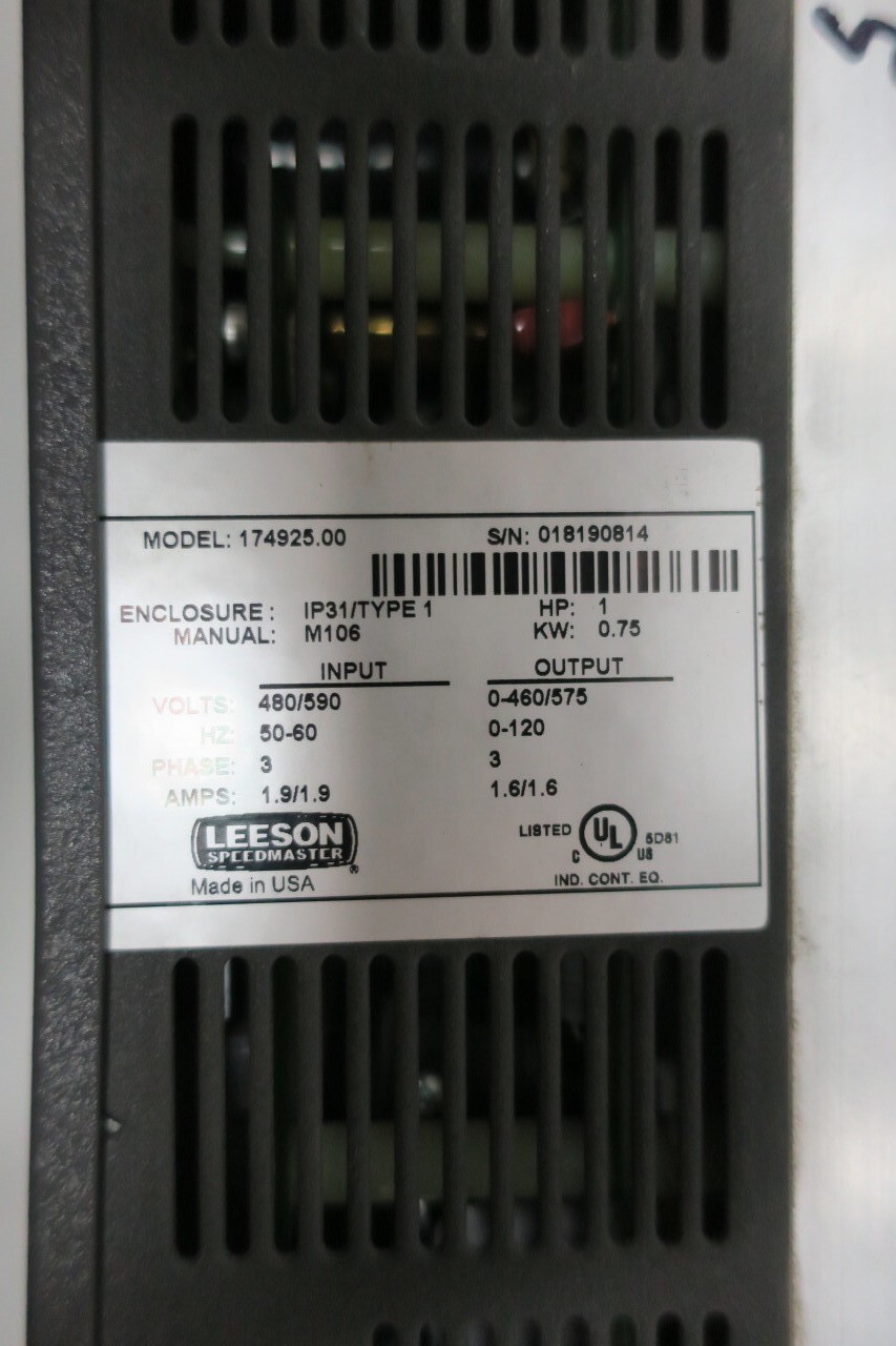 - LEESON Speedmaster 174925.00 1hp Adjustable Speed Motor Control for ...