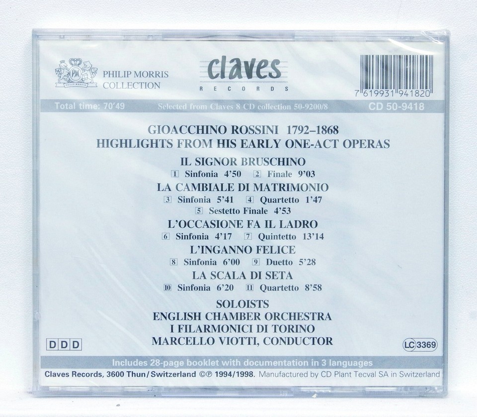VIOTTI - ROSSINI highlights from the early 1-act operas CLAVES CD STILL ...