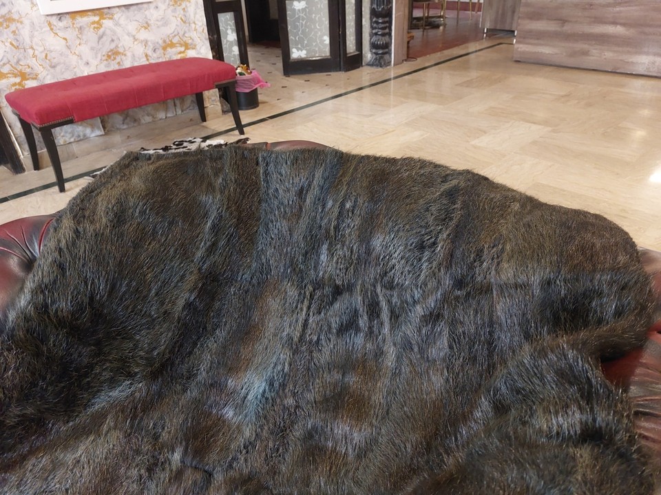 Genuine Real Natural Nutria Beaver Fur Blanket Throw Size 50"x39" Rug ...