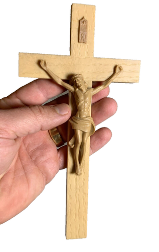 Vintage Plastic Tan Beige Light Lightweight Lite Cross Crucifix Jesus ...