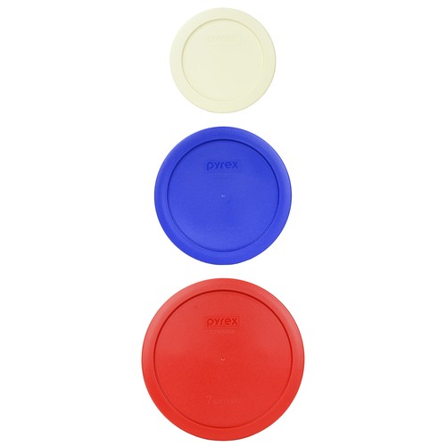 Pyrex 3 Lid Set for 7200 2-Cup, 7201 4-Cup and 7203 7-Cup Glass Bowls ...