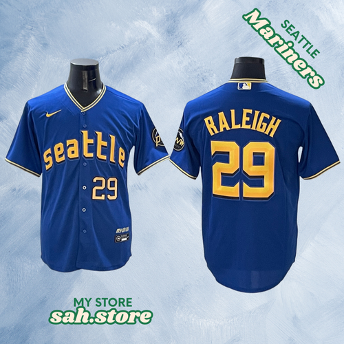 Seattle Mariners #29 Cal Raleigh Blue Cool Base Men's Stitched Jersey ...