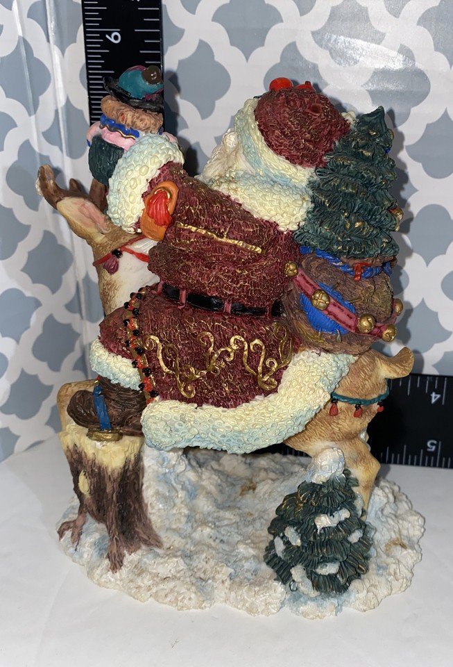 Crinkle Claus Rag Doll Delivery No 659906 Santa on Reindeer Figurine ...