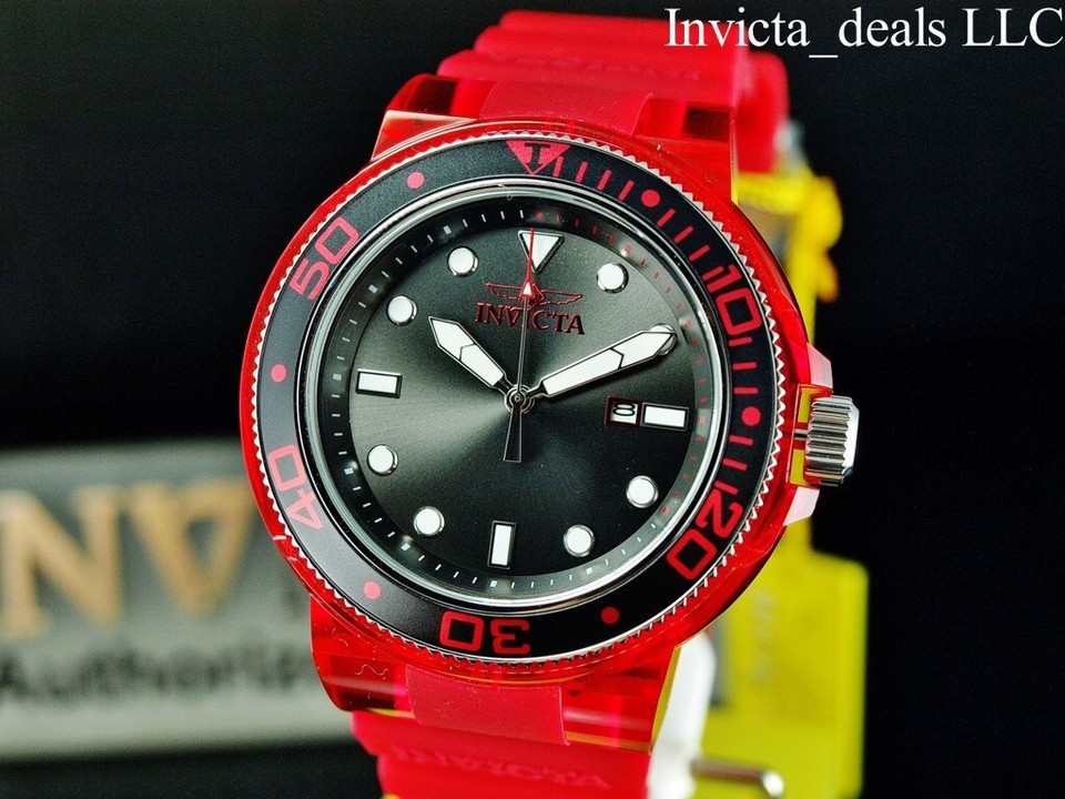 Invicta Men's 52mm GRAND PRO DIVER ANATOMIC CASE BLACK DIAL Burgundy ...