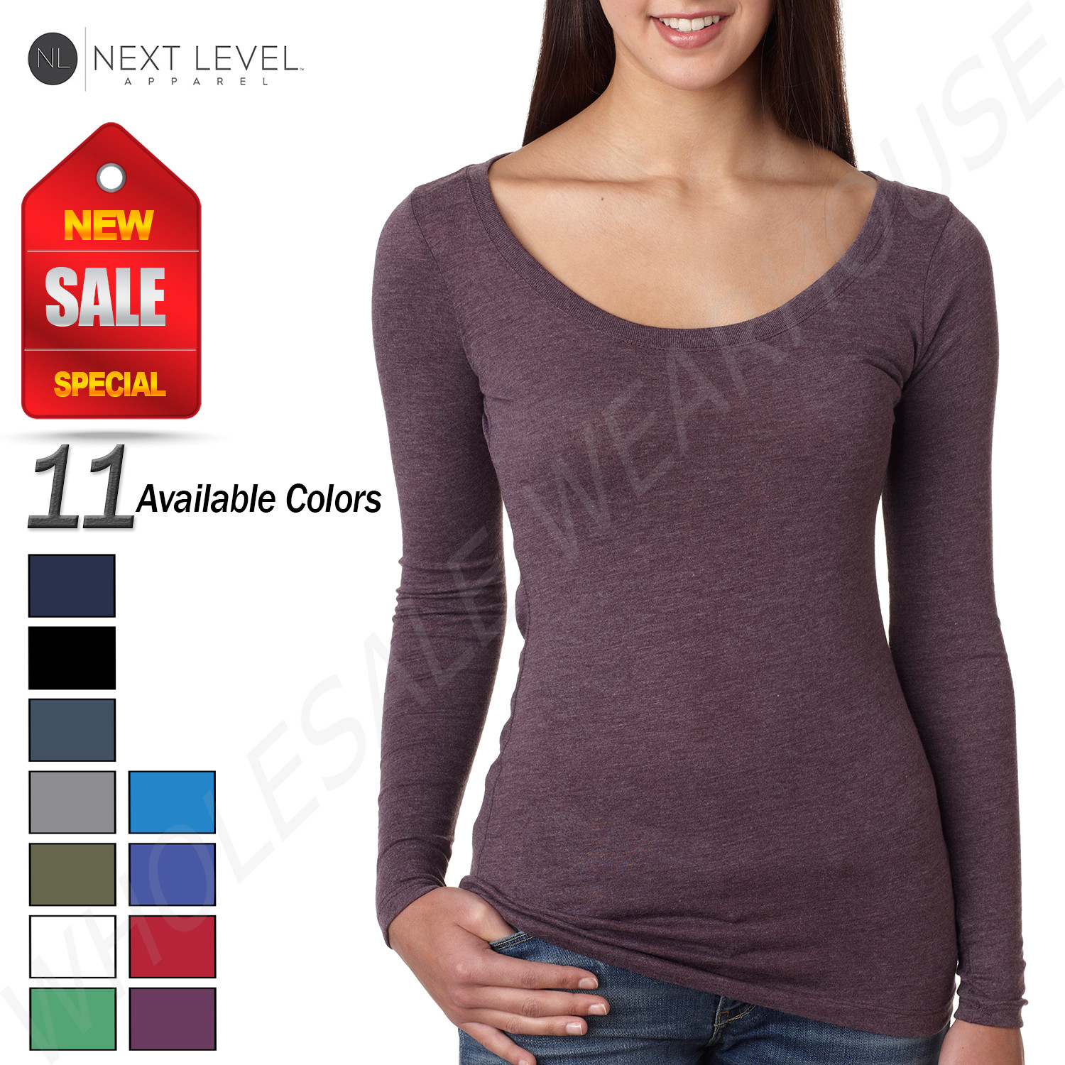 Next Level Women's Premium Fit Triblend Long Sleeve Scoop Neck T-Shirt ...