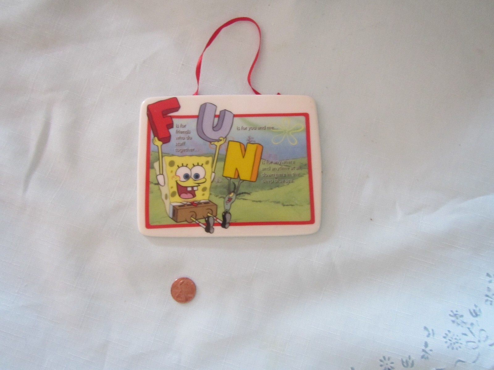 SpongeBob Squarepants&Plankton FUN Ceramic Wall Hanging Tile 5 3/4x1 ...