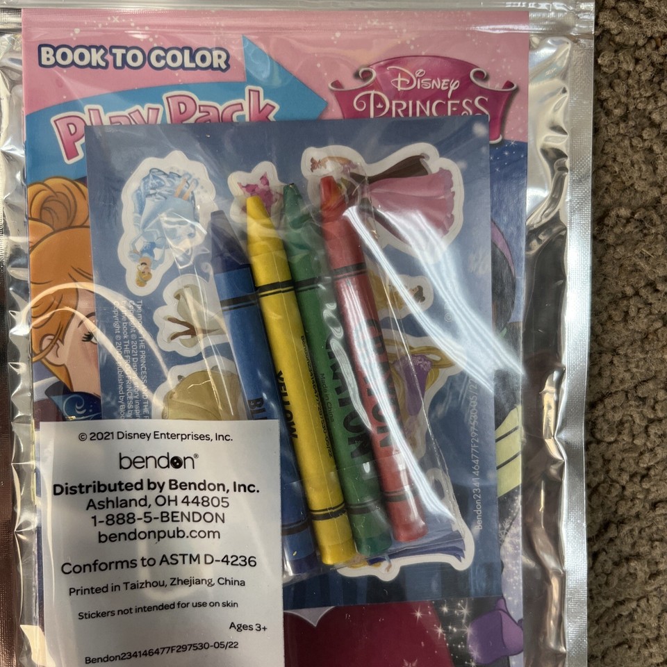 Disney Princess Play Pack Grab & Go Coloring Book Stickers Crayons ...