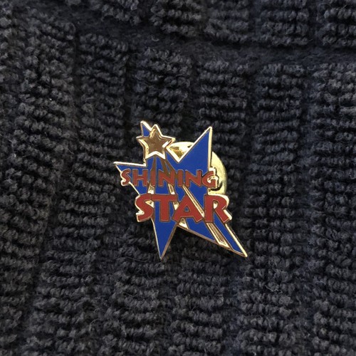 Shining Star Pinback Gold Blue Red Enamel Lapel Pin Tie Tack ...