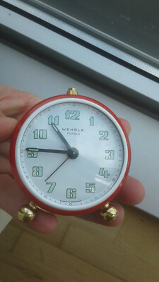 Wehrle PICCOLO RED 710.460/5 HAND-WINDING VINTAGE ALARM CLOCK SVEGLIA ...