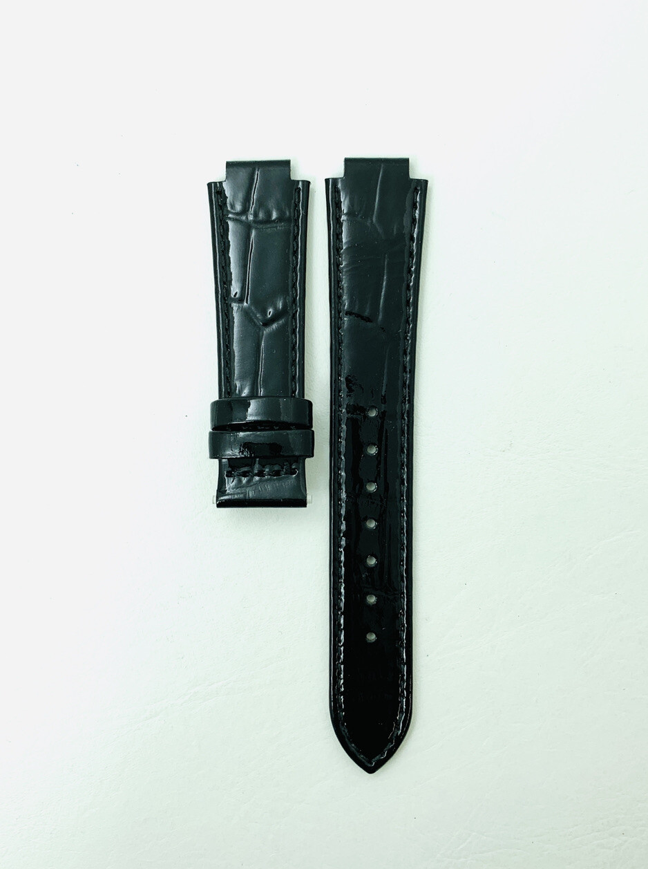 VERSACE WATCH STRAP, VNC , LEDA , BLACK GLOSSY COLOUR LEATHER , VERSACE ...