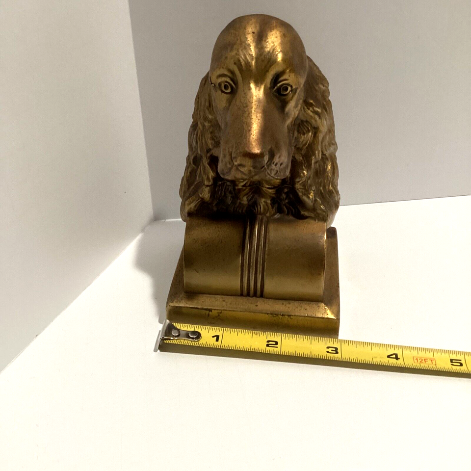 Vintage Cocker Spaniel Bookend Dog Head Statue Lodge Style Bronze Resin ...