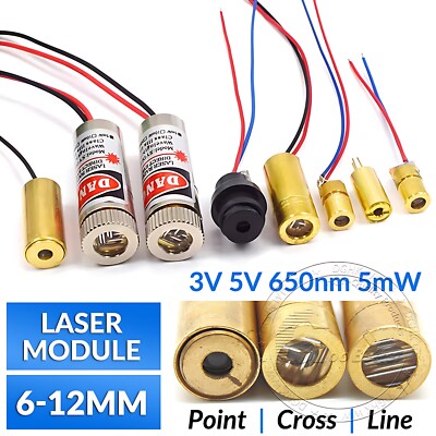 3V 5V Laser Module Red Cross hair Line Poin Dot Diode Focusable Lens ...