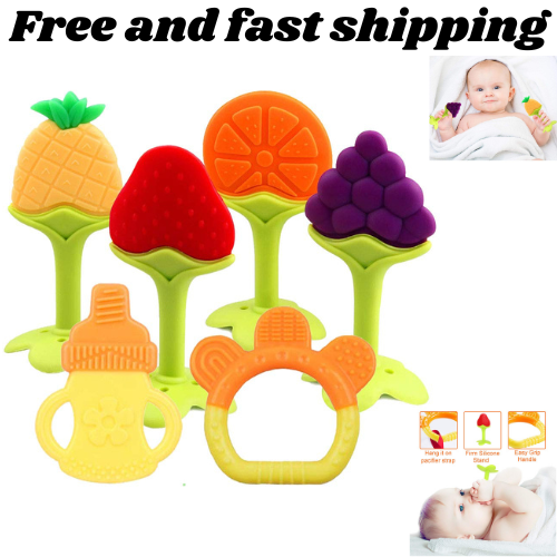 Baby Teething Toys 6 Packs BPA Free Silicone Baby Teethers, Freezer ...