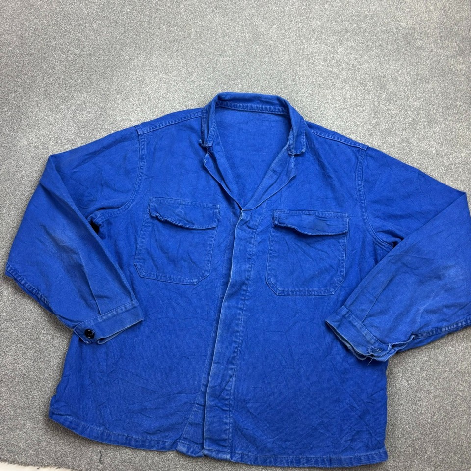 French Jacket Adult Medium Blue VTG Workwear Military Chore Canvas ...
