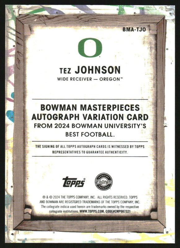 2024 Bowman Best University Masterpieces #BMATJO Tez Johnson Autograph ...
