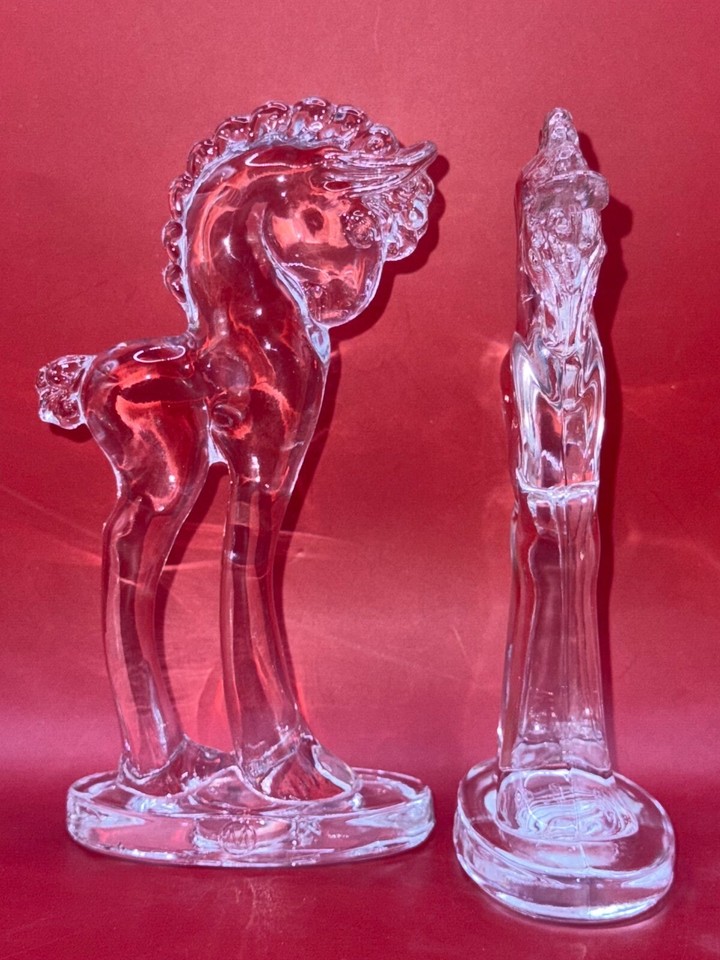 Trojan Horse Standing Pony Figure 5.5” Art Glass Clear Mosser (set of 2 ...