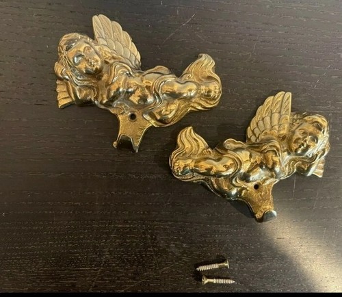 Pair Solid Brass Cherub Angel Hooks Nice ! | eBay