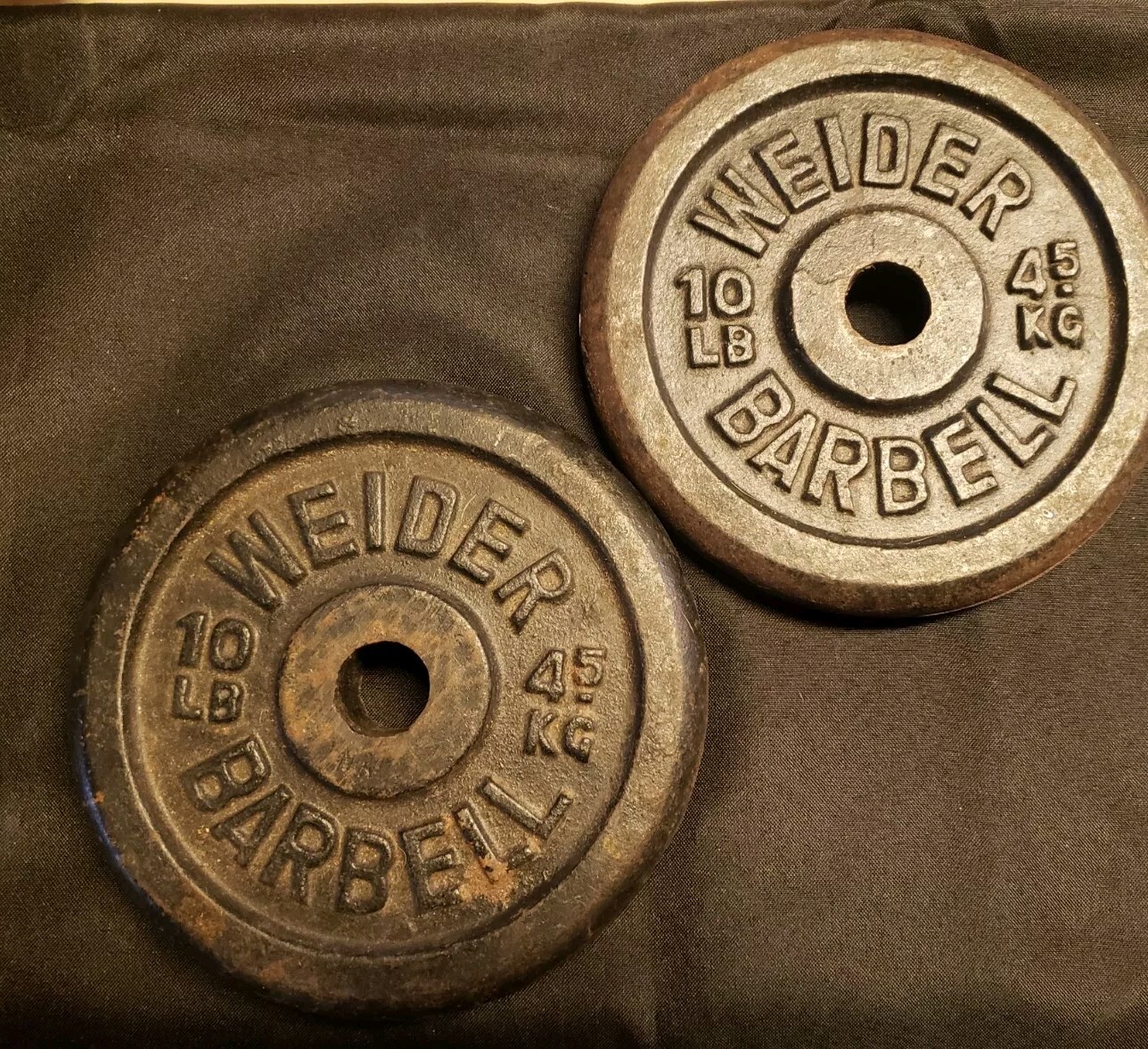 Vintage WEIDER BARBELL 2x 10lb 7.5" Weight Plates 20 lbs Total Standard ...