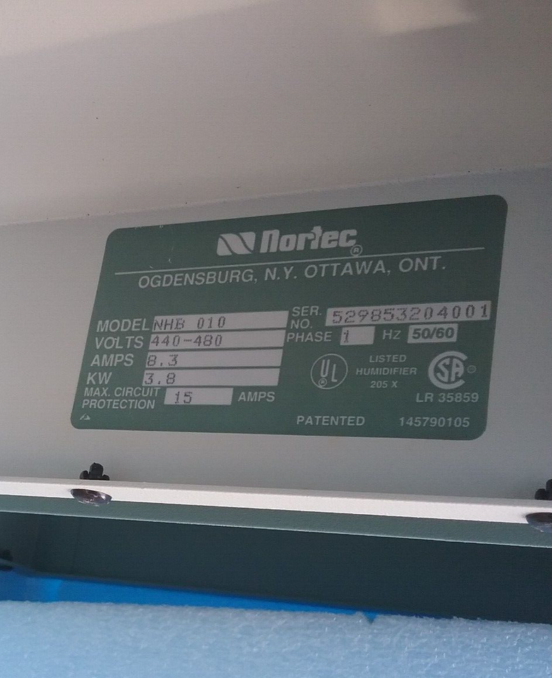 Nortec NHB010 Steam Humidifier 440-480V NOS | eBay