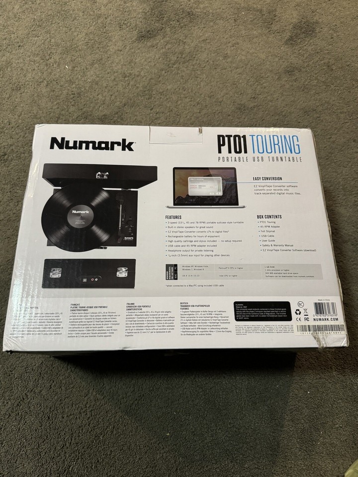 Numark PT01 Touring Portable Suitcase Turntable 676762316316 | eBay