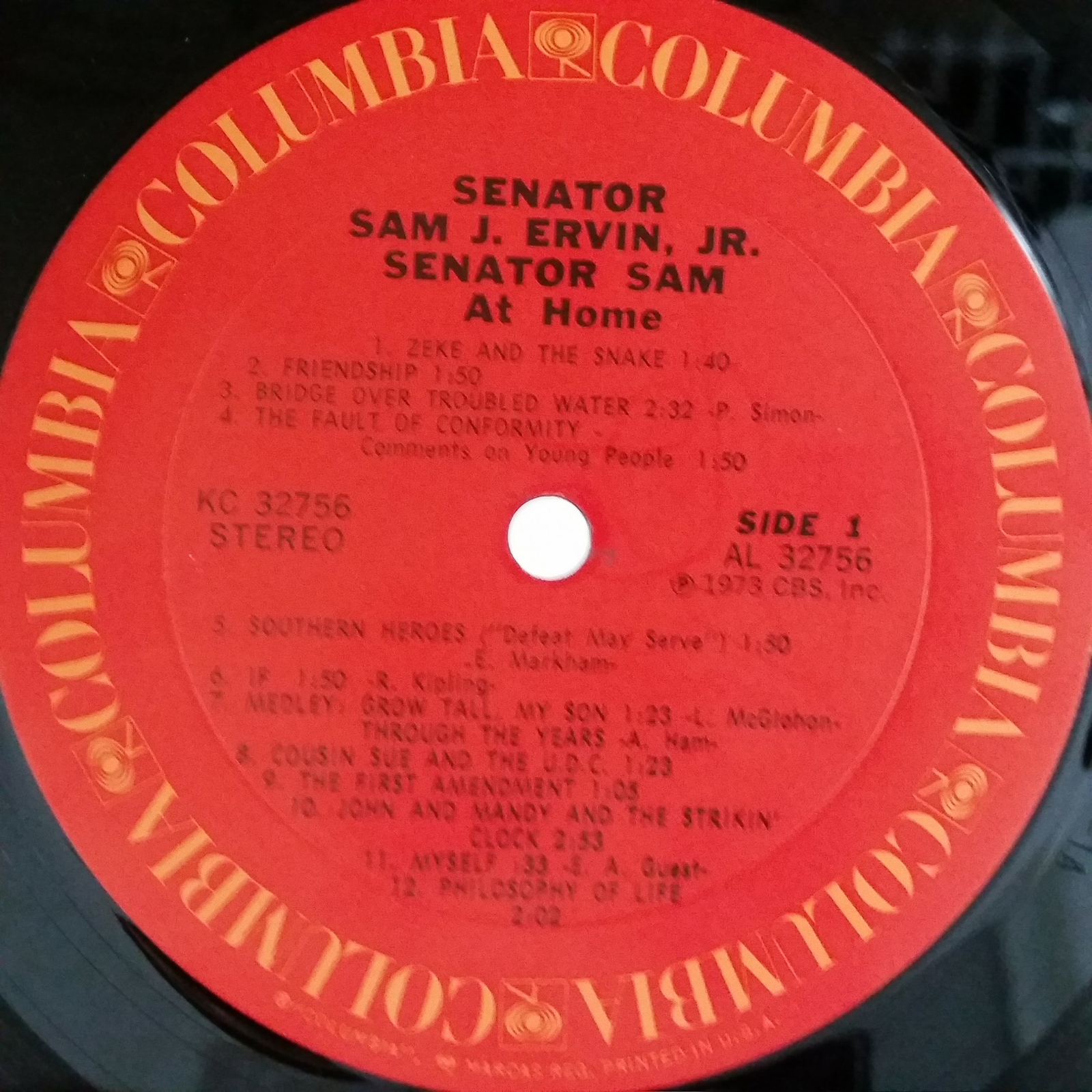 SENATOR SAM J ERVIN At Home KC32756 RS Copy LP Vinyl VG+ Cover VG 1973 NC | eBay