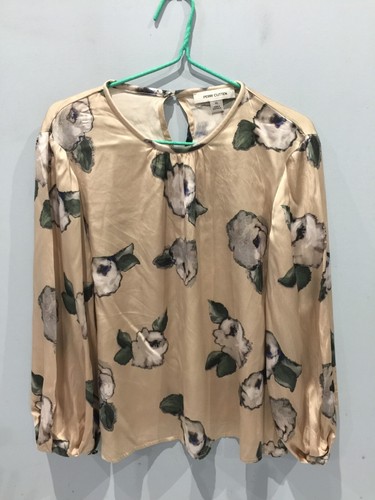 Lovely PERRI CUTTEN Top/ Blouse , Size XL, Light Brown with Flowers ...