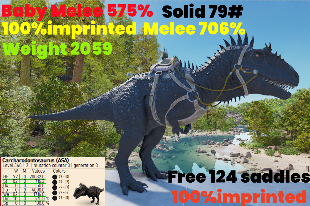 Ark survival ascended pve Carcharodon PC/XBOX/PS5 ASA Carchar 100 ...