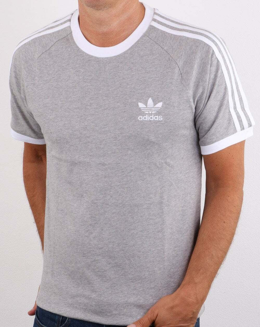 ADIDAS THREE STRIPES RETRO SHORT SLEEVE EMBROIDERED LOGO MENS T SHIRTS ...