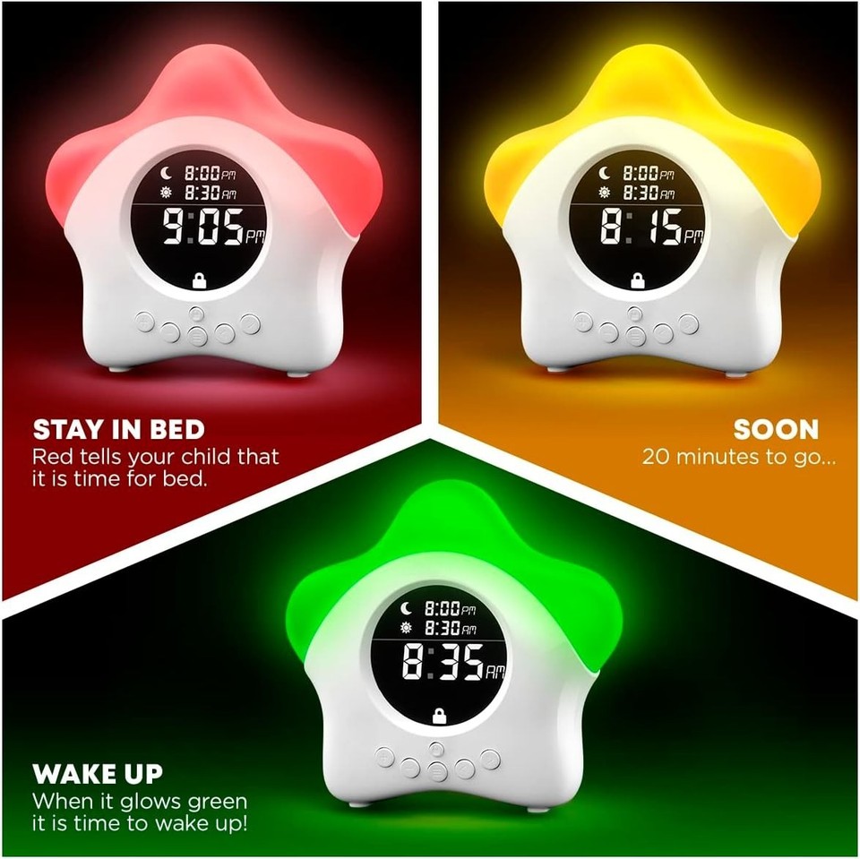 Stay-in-Bed Clock for Kids - Toddler Sleep Training Clock, Night Light ...