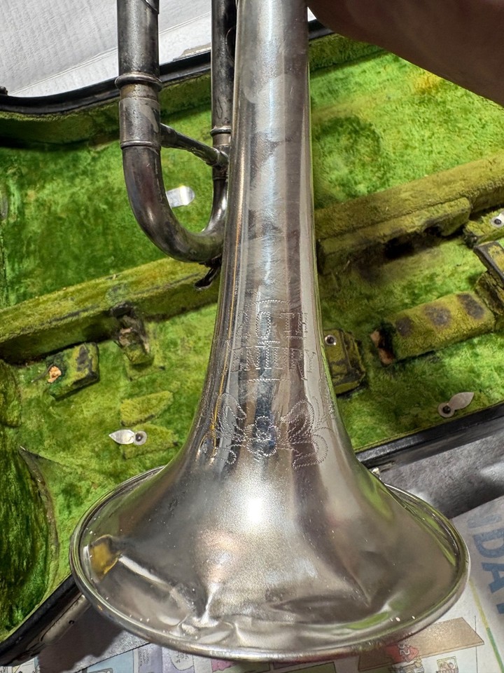 Vintage Silver-Plated Trumpet with Engraved Bell | eBay