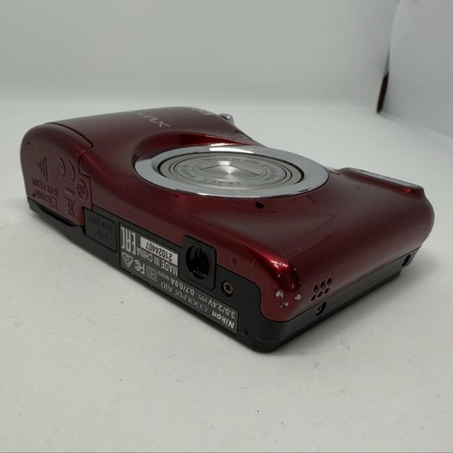 Nikon Coolpix A10 Red Compact Digital Camera Wide-Angle Zoom Lens Used ...