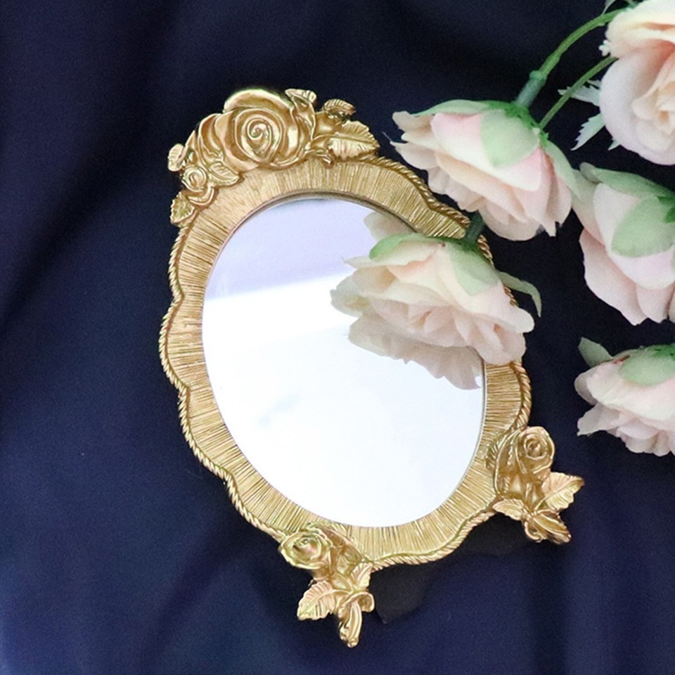 Small Tabletop Mirror Mini Dressing Wave-shaped Makeup Compact for ...