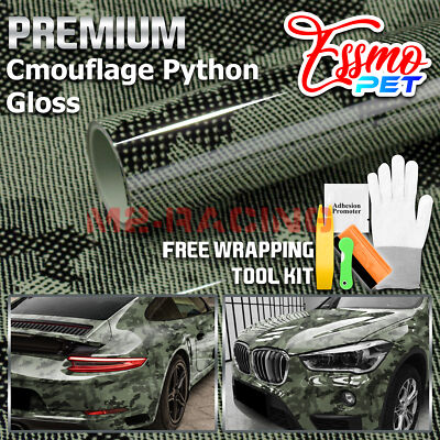 PET Camouflage Python Digital Gloss Khaki Green Vehicle Vinyl Wrap ...